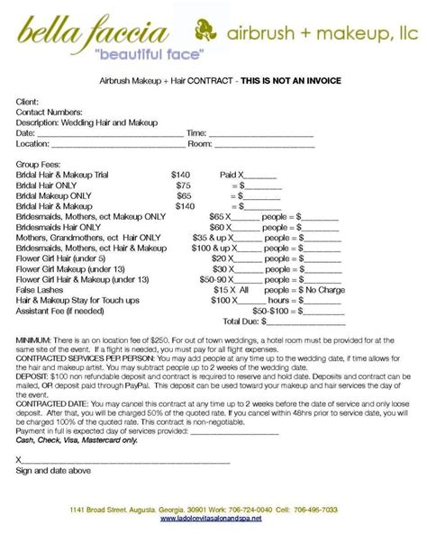 Makeup Artist Invoice Example Saubhaya Makeup