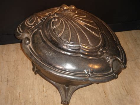 Cast Iron Pewter Shell Coal Scuttle Authentic Antique Prop Hire For