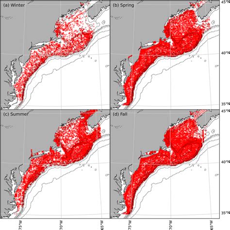 Spatial Distribution Of Compiled Ctd And Autonomous Float Data By Season Download Scientific