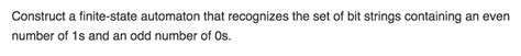 Solved Construct A Finite State Automaton That Recognizes