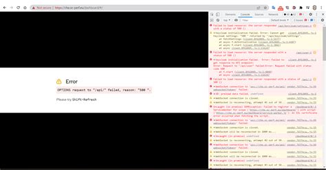 Eclipse Che Dashboard Is Not Showing With Error Options Request To