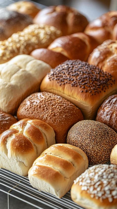 Freshly Baked Assorted Bread Rolls On Display At A Local Bakery For
