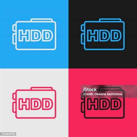 팝 아트 라인 하드 디스크 드라이브 Hdd 아이콘 색상 배경에 격리 벡터 라인아트에 대한 스톡 벡터 아트 및 기타 이미지