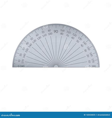 Steel Circular Protractor Stock Vector Illustration Of Ruler 160436835