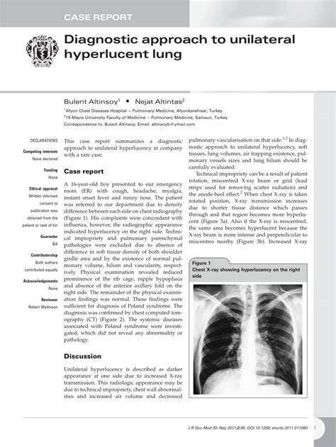 Pdf Diagnostic Approach To Unilateral Hyperlucent Lung