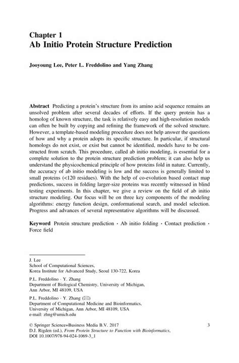Pdf Chapter 1 Ab Initio Protein Structure Predictionzhanglabccmbmed
