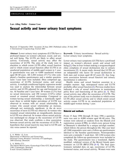 Pdf Sexual Activity And Lower Urinary Tract Symptoms