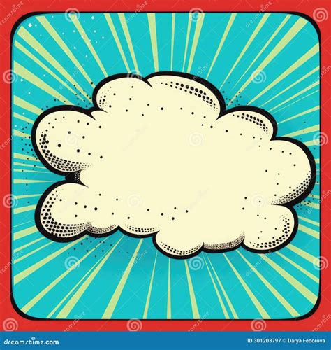 Empty Comic Speech Bubble in Form of Cloud and Rays on Blue Background ...