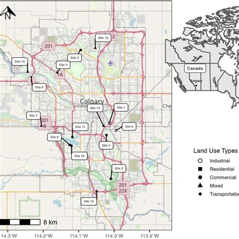 Map Of Calgary Alberta Showing Stormwater Sampling Locations