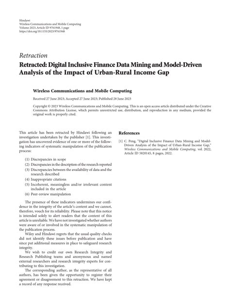 Pdf Retracted Digital Inclusive Finance Data Mining And Model Driven Analysis Of The Impact