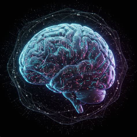 Digital Brain With Circuit Concept Of Artificial Intelligence Stock