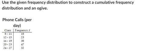solved use the given frequency distribution to construct a