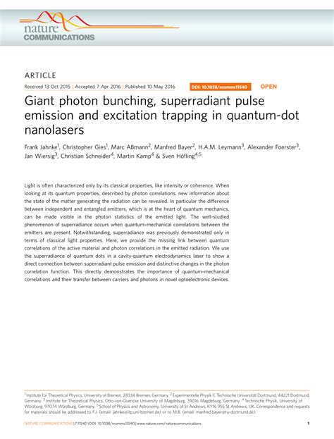 Pdf Giant Photon Bunching Superradiant Pulse Emission And Excitation