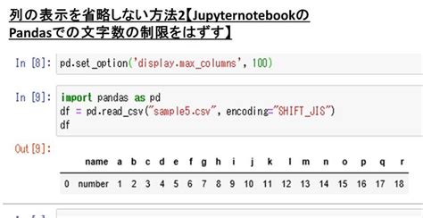 Jupyter Notebookのpandasで表示（print）を省略しない方法【列や行（幅）の文字数制限をはずす（python3）】 ウルトラフリーダム