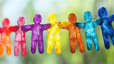 Colorful Paper Figures Representing Unity And Diversity Stock Image