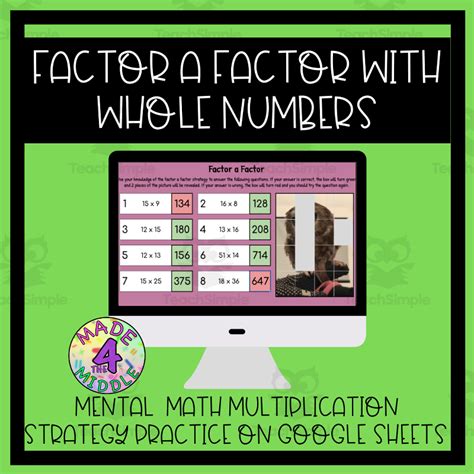 Mental Math Mystery Picture Reveal Factor A Factor Multiplication