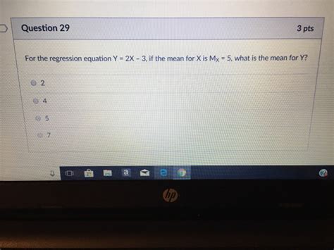 solved question 29 3 pts for the regression equation y