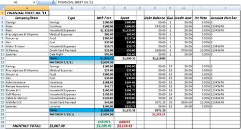 Free Personal Accounting Spreadsheet Template