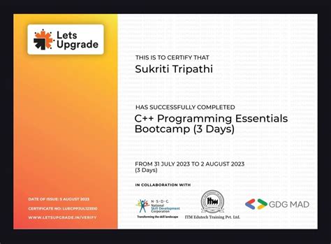 sukriti tripathi on linkedin letsupgrade c programming bootcamp certificateofcompletion