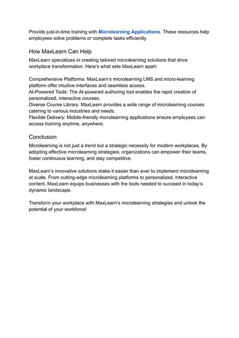 Transform Your Workplace With Microlearning Strategies Maxlearn 1 Pdf