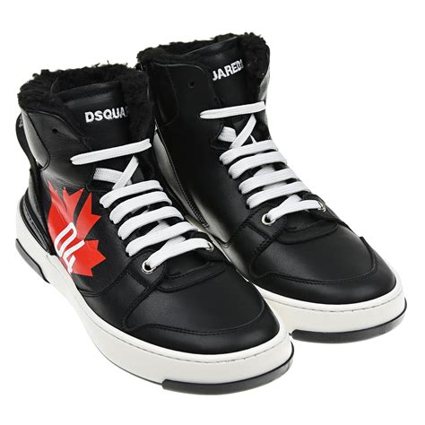 Высокие черные кеды с белыми шнурками Dsquared2, арт. 68488