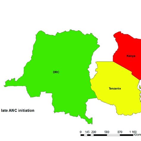 Map Showing The Prevalence Of Late Anc Initiation In The Drc Kenya