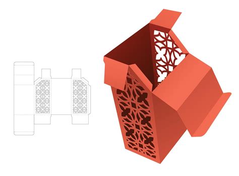 Stenciled Luxury Chamfered Box Die Cut Template And 3d Mockup 11377777