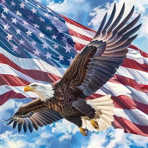 Premium Photo Soaring Bald Eagle With American Flag Background