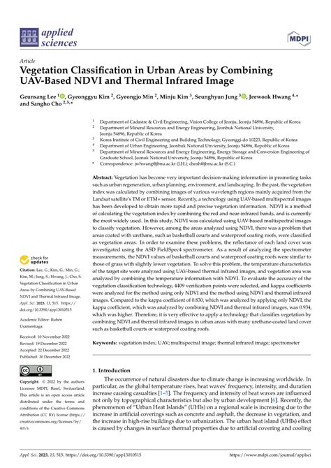 Pdf Vegetation Classification In Urban Areas By Combining Uav Based