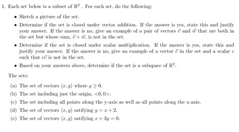 solved 1 each set below is a subset of r2 for each set do