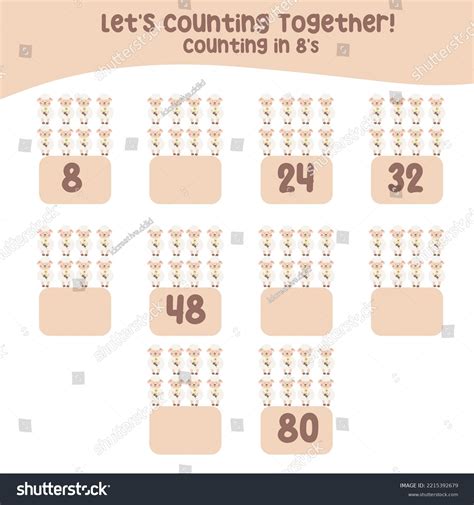 Counting 8s Printable Worksheet Toddlers Counting Stock Vector (Royalty Free) 2215392679 ...