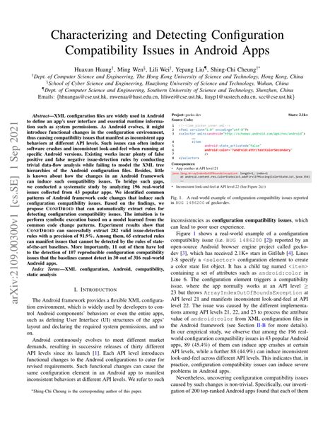 Pdf Characterizing And Detecting Configuration Compatibility Issues In Android Apps