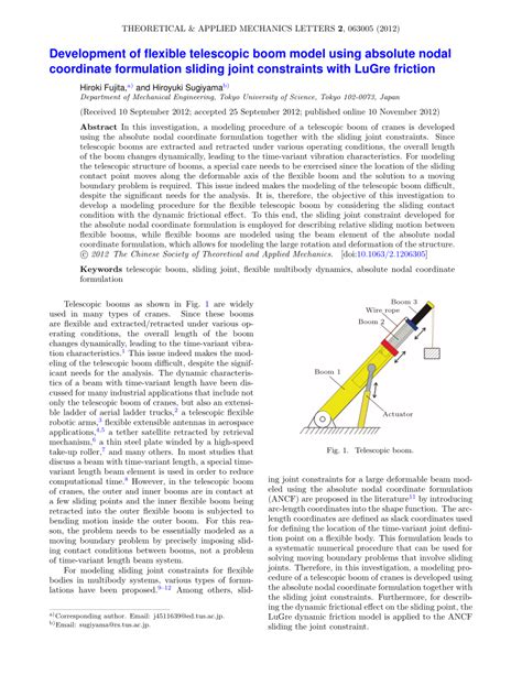 Pdf Development Of Flexible Telescopic Boom Model Using Absolute