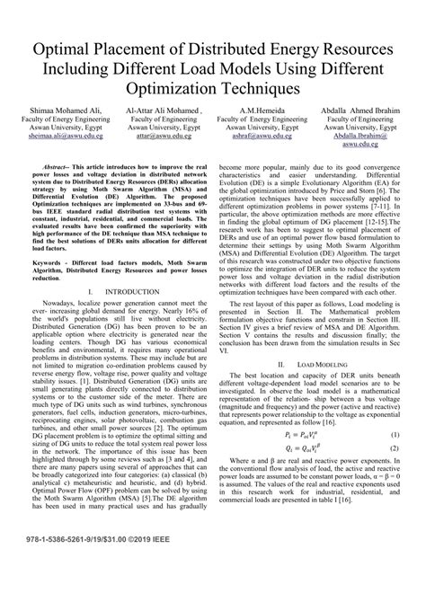 pdf optimal placement of distributed energy resources including