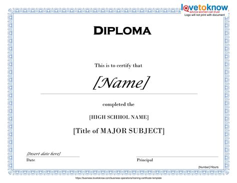Free Printable High School Diploma Templates