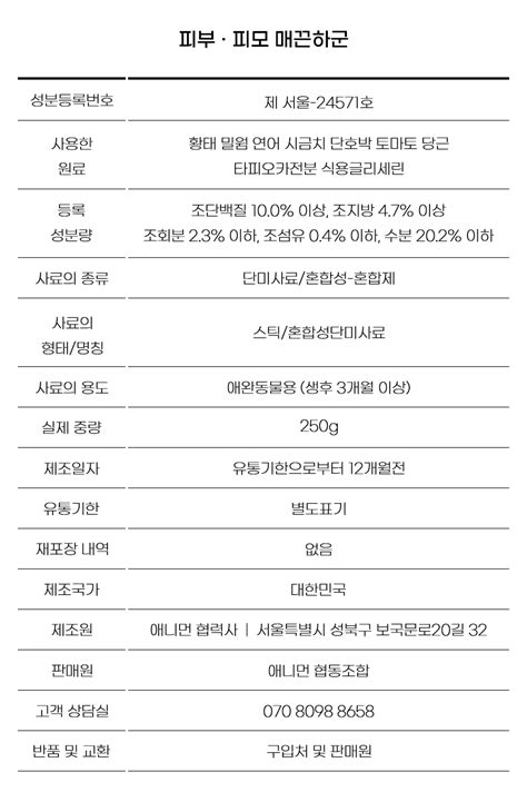 피부 피모 쿠키 간식 영양제 애니먼 매끈하군