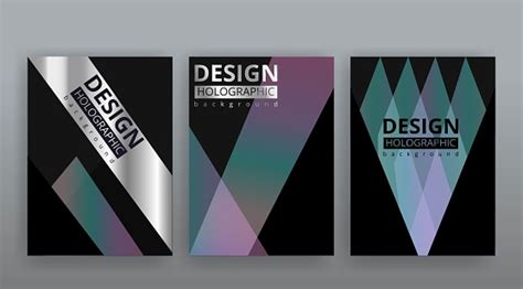 홀로그램 추상 페이지 템플릿 세트 복고풍 웨이브 결함 창조적 인 힙스터 네온과 파스텔 그라데이션 색상 0명에 대한 스톡 벡터 아트 및 기타 이미지 Istock