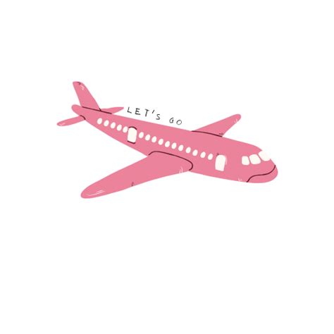 Travel Sticker Lets Go Pink Airplane Design