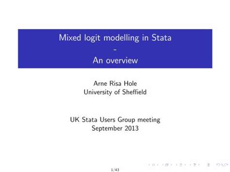 PDF Mixed Logit Modelling In Stata An Overview Mixed Logit Modelling In Stata An Overview