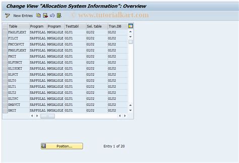 GCA SAP Tcode FI SL Allocation Table Information