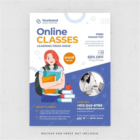 Premium Psd Online Class Learning From Home Flyer Template In Psd