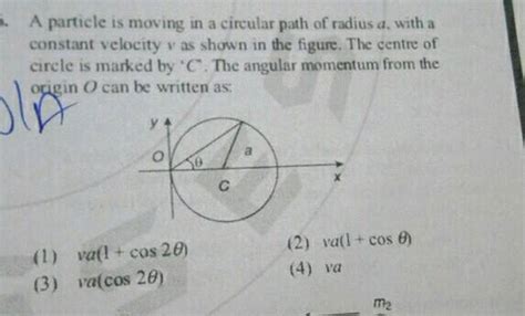 A Particle Is Moving In A Circular Path Of Radius A With A Constant Velocity Was Shown In The