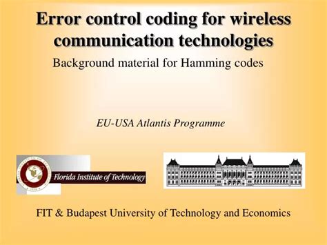 Ppt Error Control Coding For Wireless Communication Technologies