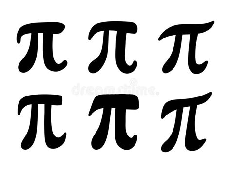 Hand Drawn Pi Symbol Set Annual Celebration Of The Mathematical