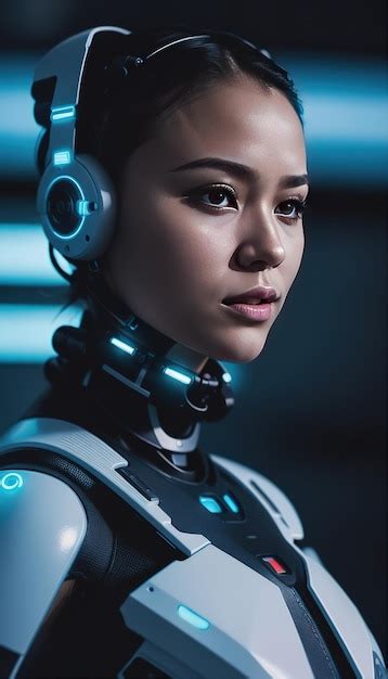 Premium Ai Image Futuristic Beautiful Girl Cyborg Robot