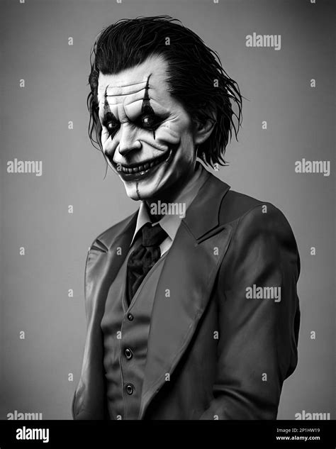 Portrait Of Joker Man Scary Close Up Makeup Halloween Horror Digital