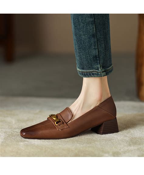 Chiko Amelinda Square Toe Block Heels Loafers Shoes