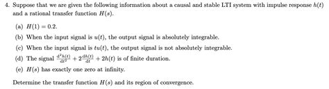 Solved Suppose That We Are Given The Following Information