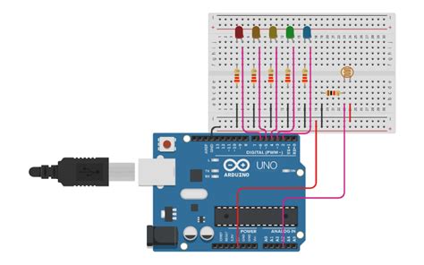 Circuit Design Sensor Ldr And Leds Tinkercad