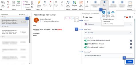 how to create new jira issues from microsoft outlook for jira